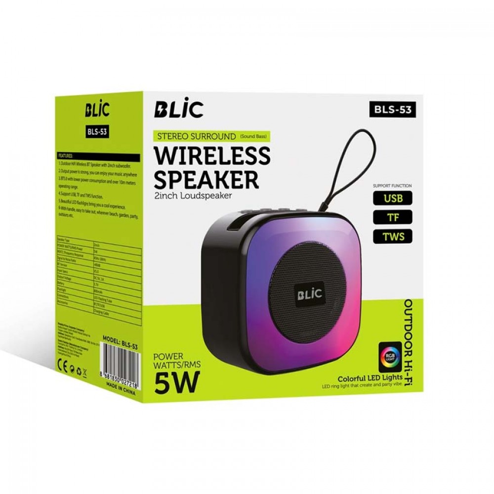 BLIC BLM-53 Taşınabilir Ses Bombası - LED Işıklı Bluetooth Hoparlör, SD ...